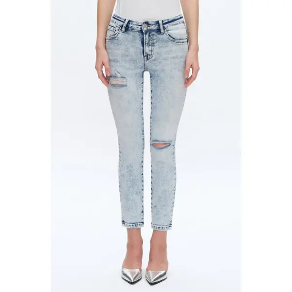 BAYEAS Kelly Ripped Mid Rise Crop Skinny Jeans
