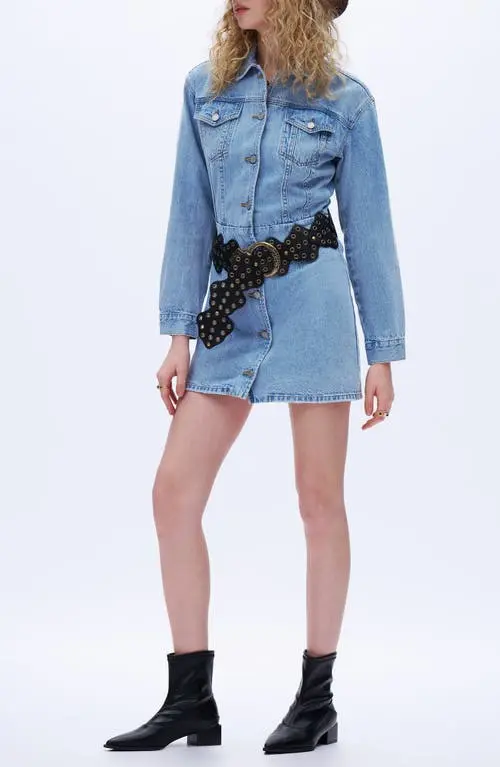 BAYEAS Long Sleeve Denim Mini Shirtdress
