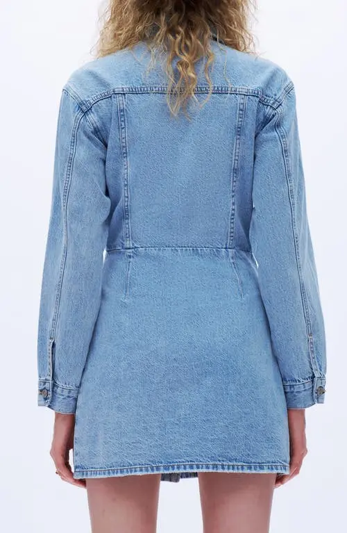 BAYEAS Long Sleeve Denim Mini Shirtdress