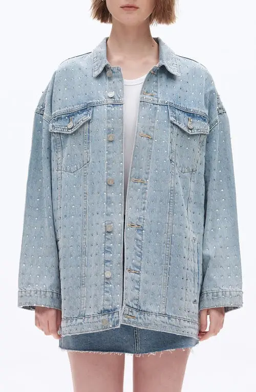 BAYEAS Oversized Rhinestone Denim Trucker Jacket