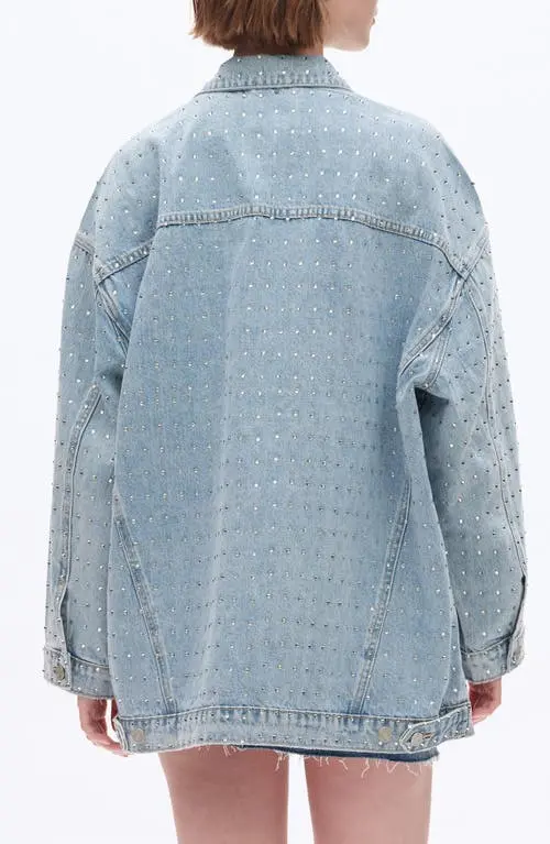 BAYEAS Oversized Rhinestone Denim Trucker Jacket