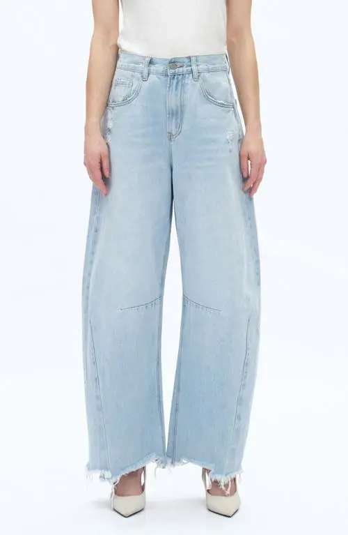 BAYEAS Super High-rise Barrel Jeans - Light Blue