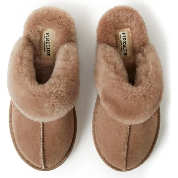 DEARFOAMS Fireside Sydney Shearling Scuff Slipper - Driftwood