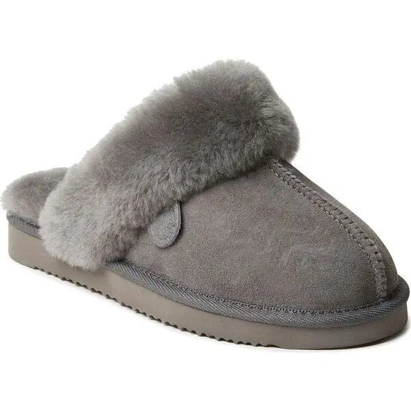 DEARFOAMS Fireside Sydney Shearling Scuff Slipper - Grey