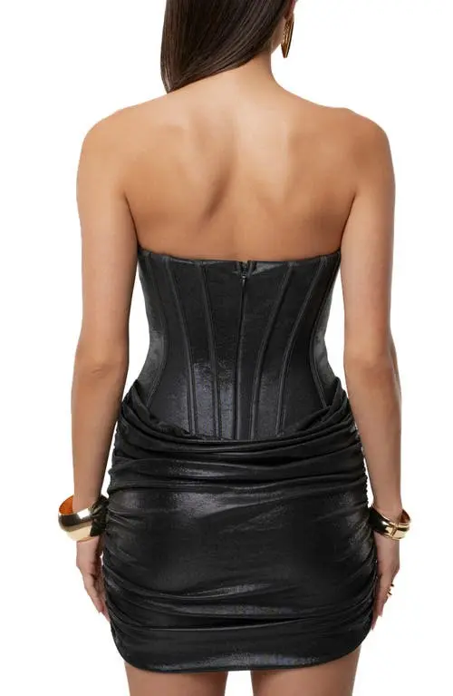 JLUXLABEL Foil Strapless Corset Mini Dress - Black