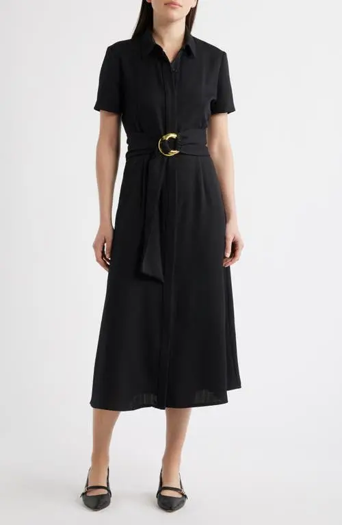 Julia Jordan Belted Midi Shirtdress - Black