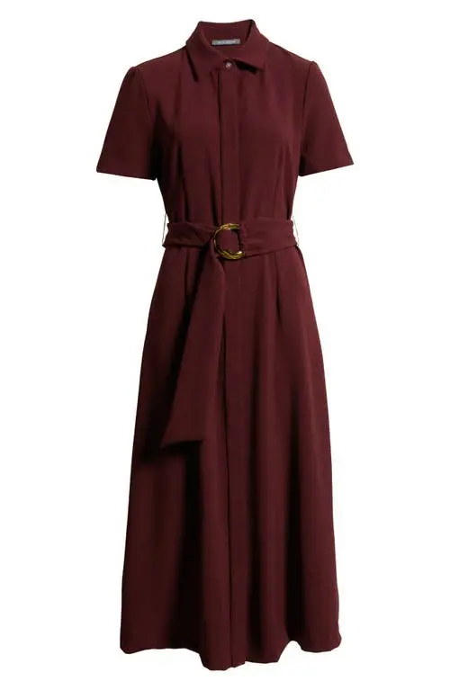 Julia Jordan Belted Midi Shirtdress - Burgundy