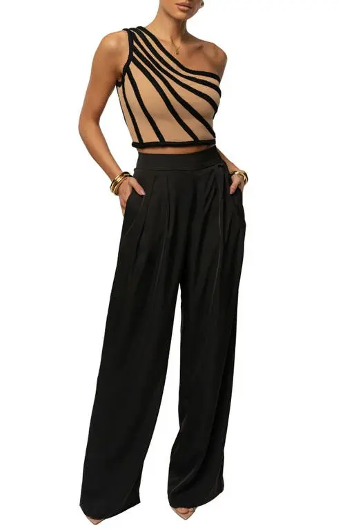 JLUXLABEL Braided One-shoulder Crop Top - Black