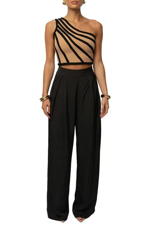 JLUXLABEL Braided One-shoulder Crop Top - Black