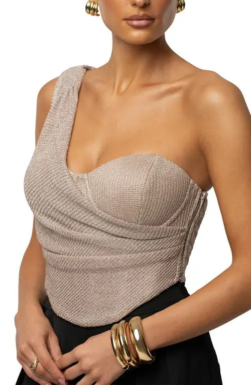JLUXLABEL Luna Metallic One-shoulder Corset Top