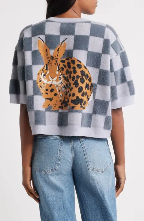 DRESSED IN LALA Leopard Bunny Short Sleeve Sweater