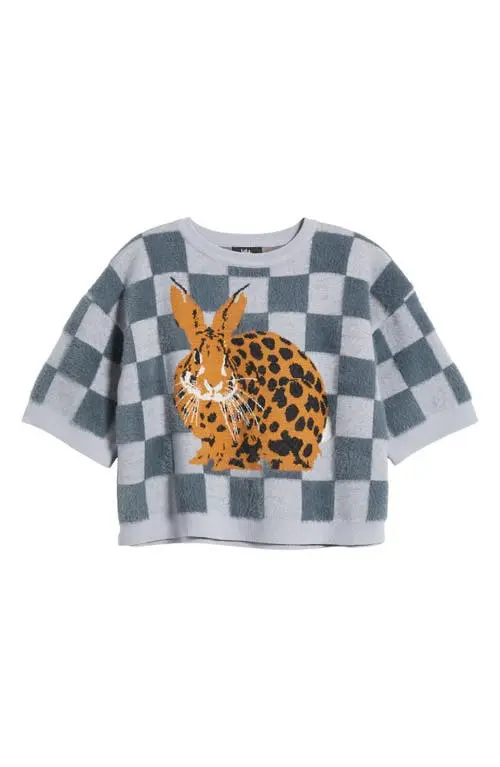 DRESSED IN LALA Leopard Bunny Short Sleeve Sweater