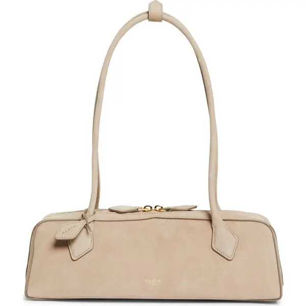 Alaïa Medium Le Teckel Suede East/west Shouder Bag - Grege