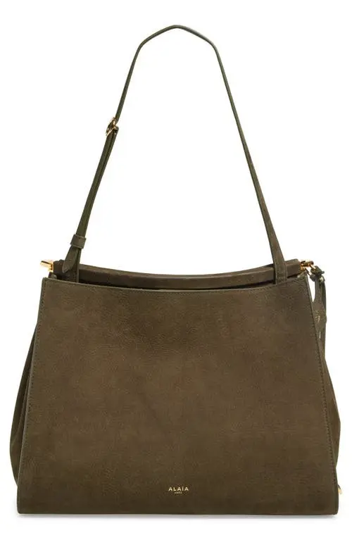 Alaïa Medium Le Click Suede Shoulder Bag - Khaki