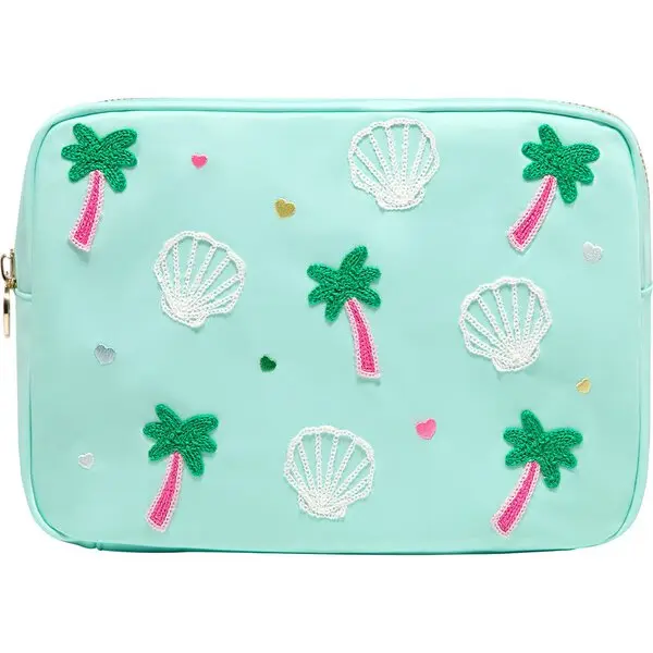 Stoney Clover Lane Large Embroidered Nylon Pouch - Cotton Candy