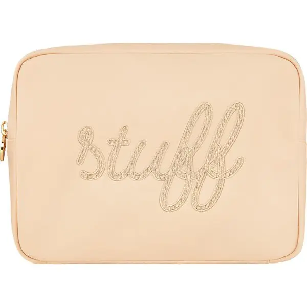 Stoney Clover Lane Large Embroidered Nylon Pouch - Sand