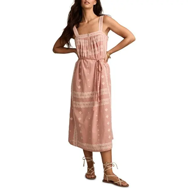 Lucky Brand Mixed Print Cotton Midi Sundress - Blush