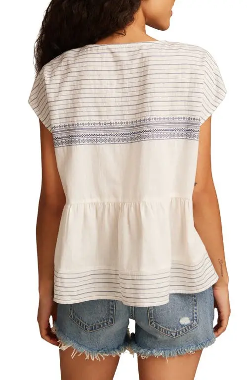 Lucky Brand Embroidered Cotton Peplum Top