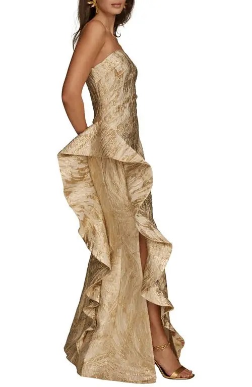 Donna Karan New York Metallic Ruffle Detail Gown
