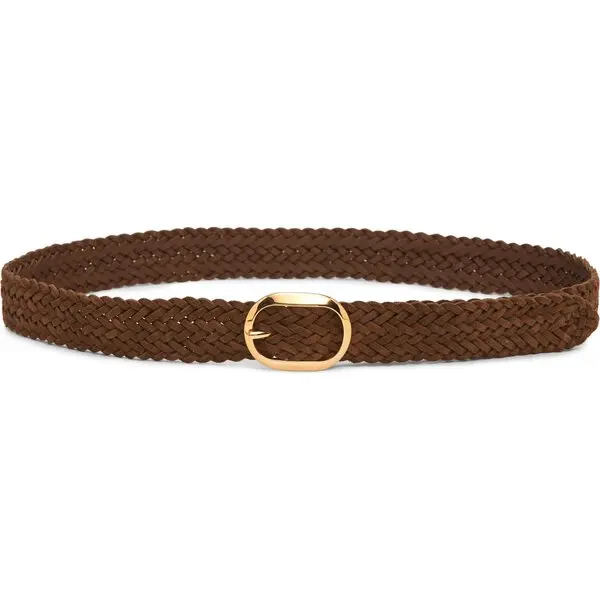 TOM FORD Oval Buckle Woven Suede Belt - 1b020 Walnut