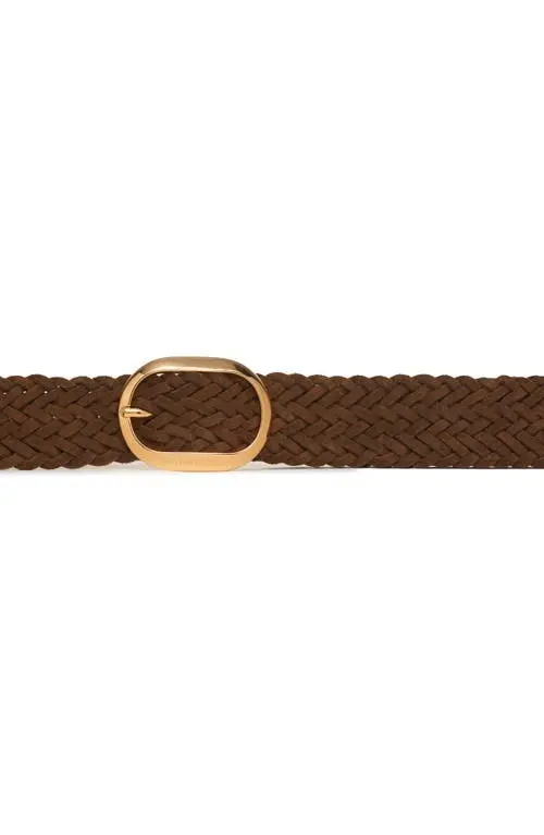 TOM FORD Oval Buckle Woven Suede Belt - 1b020 Walnut