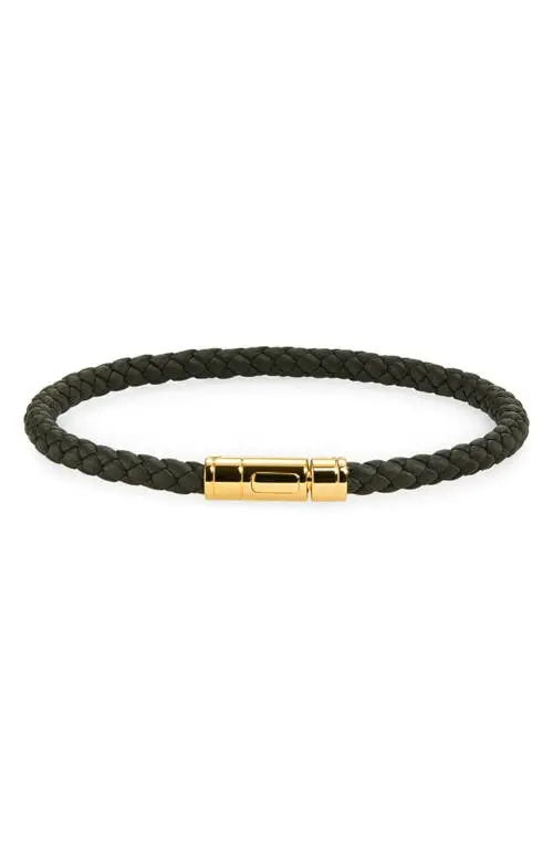 TOM FORD Braided Leather Bracelet With Tubular Clasp - Forest Green