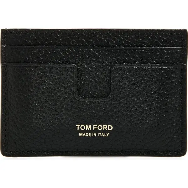 TOM FORD T-line Soft Grain Leather Card Holder - 1n001 Black