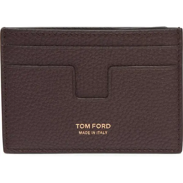 TOM FORD T-line Soft Grain Leather Card Holder - 1r011 Oxblood