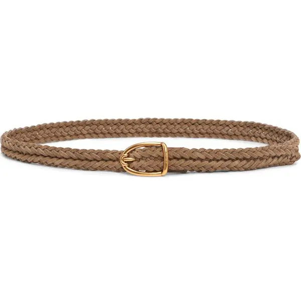 TOM FORD Angled Buckle Woven Belt - Taupe