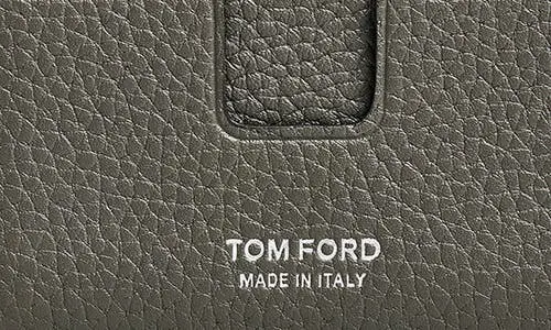 TOM FORD T-line Soft Grain Leather Card Holder With Money Clip - Smoke Grey