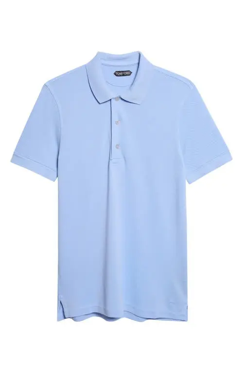 TOM FORD Lyocell & Cotton Piqué Polo - Turquoise