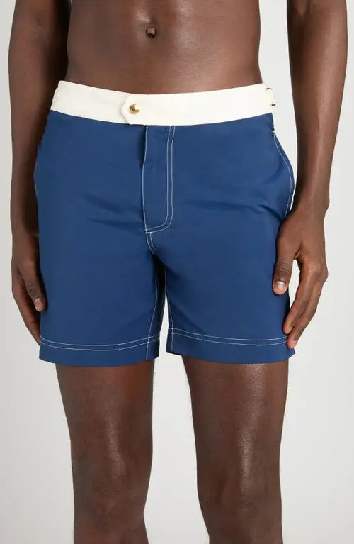 TOM FORD Poplin Swim Trunks - X7baw Dark Blue/white