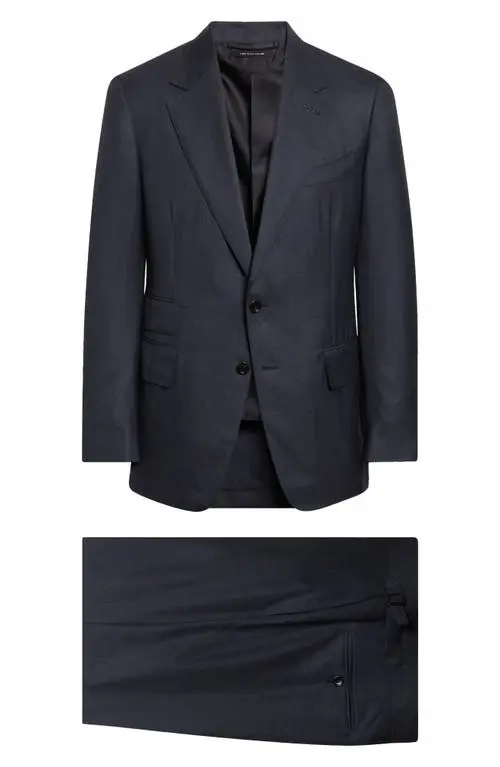 TOM FORD Shelton Shadow Windowpane Check Wool & Silk Suit - Navy