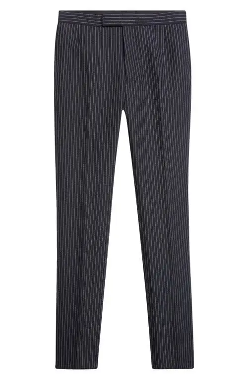 Thom Browne Fit Pinstripe Wool Backstrap Pants - Navy