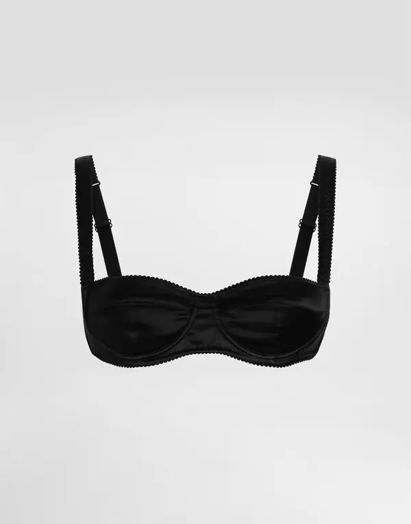Dolce & Gabbana Satin Balconette Bra With Lace - Black