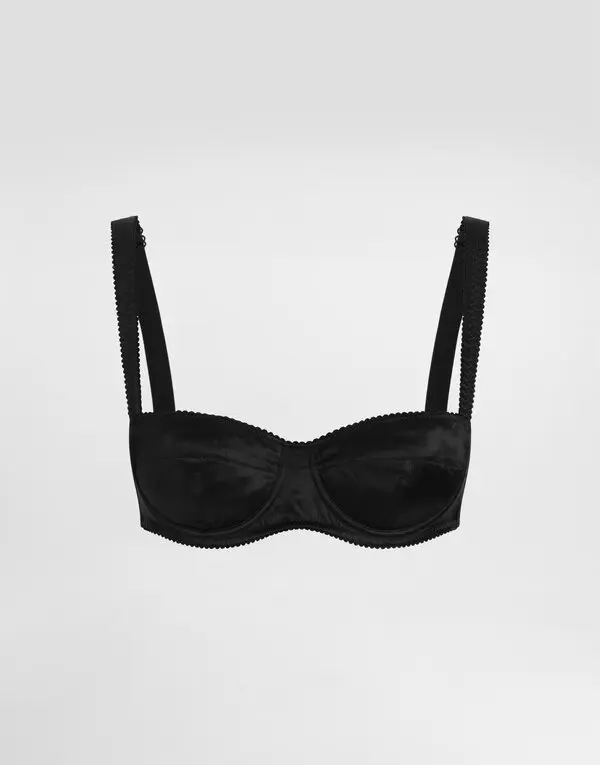 Dolce & Gabbana Satin Balconette Bra With Lace - Black