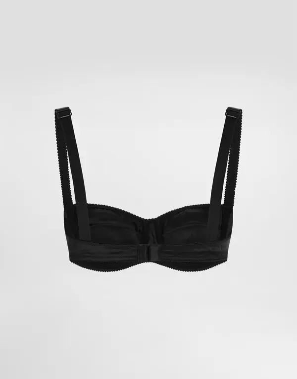 Dolce & Gabbana Satin Balconette Bra With Lace - Black