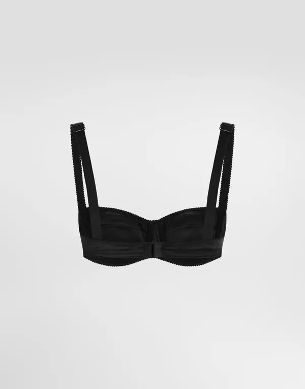 Dolce & Gabbana Satin Balconette Bra With Lace - Black