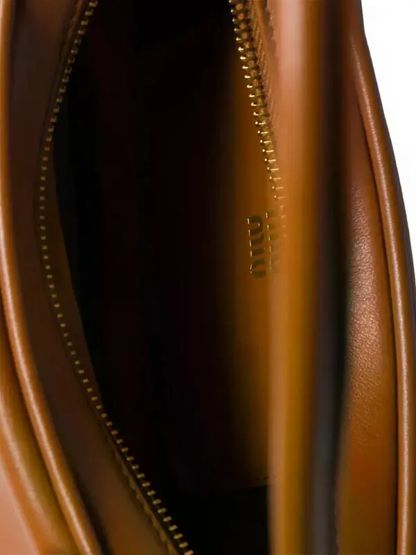 Miu Miu Mini Logo Detail Leather Shoulder Bag - Brown