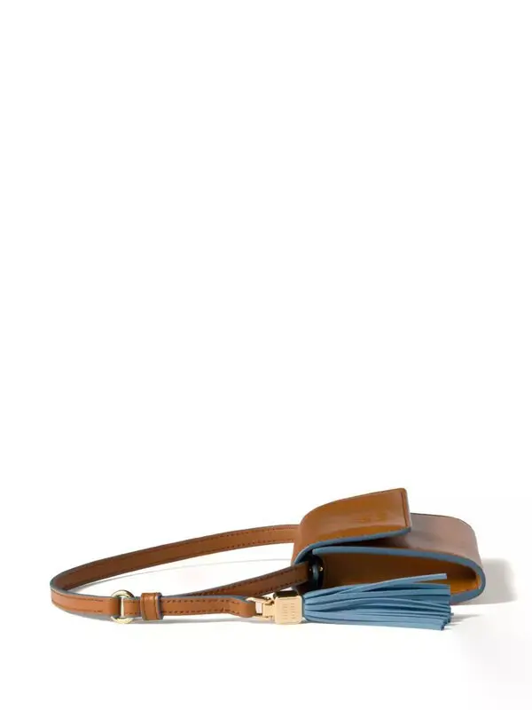 Miu Miu Leather Wallet With Shoulder Strap - Brown