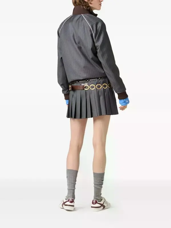 Miu Miu Pleated Pinstripe Mini Skirt - Grey