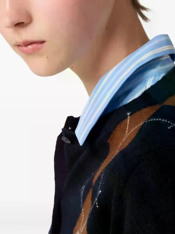 Miu Miu Cashmere Argyle Cardigan - Blue