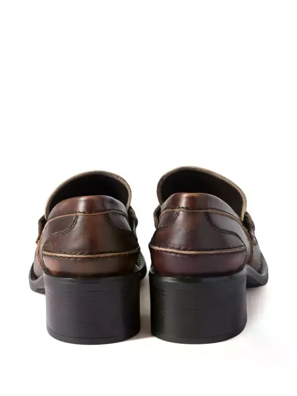 Miu Miu Decò Leather Loafers With Logo Detail - Brown