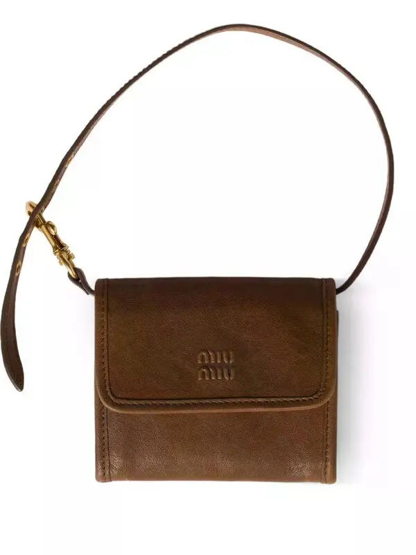 Miu Miu Logo-embossed Leather Wallet - Brown