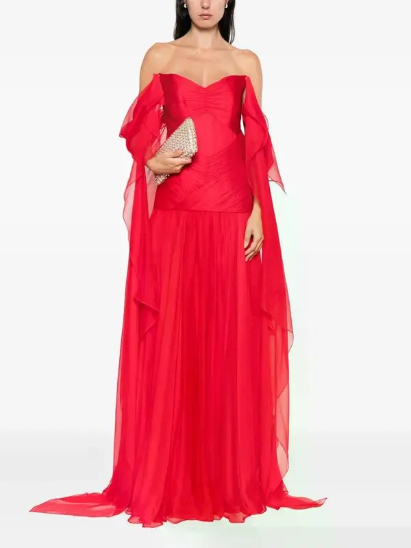M.MARQUISE Monica Pleated Ruffled Dress