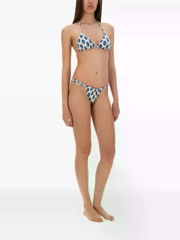 MC2 SAINT BARTH Floral-print Bikini Top - Neutrals