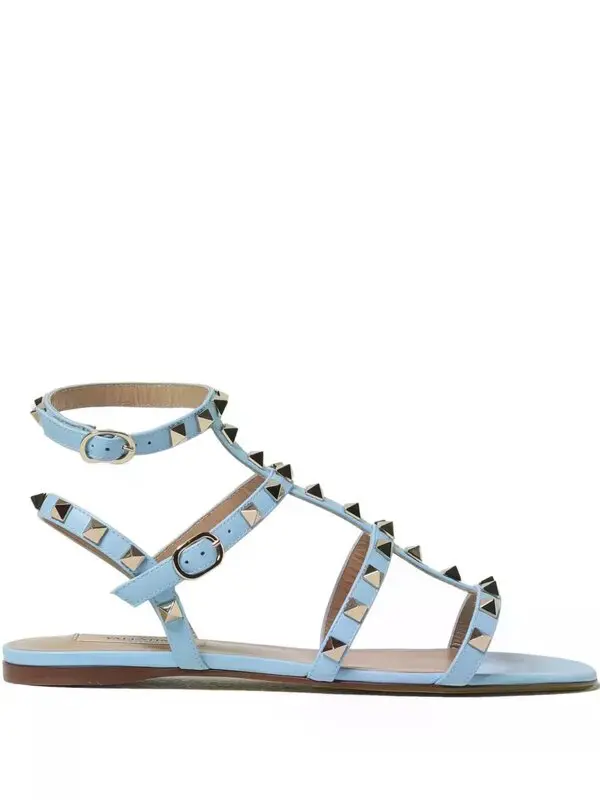 Valentino Garavani Rockstud Flat Sandals - Blue