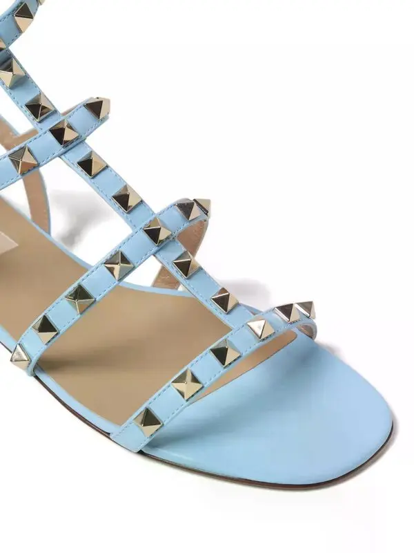 Valentino Garavani Rockstud Flat Calfskin Sandals - Blue