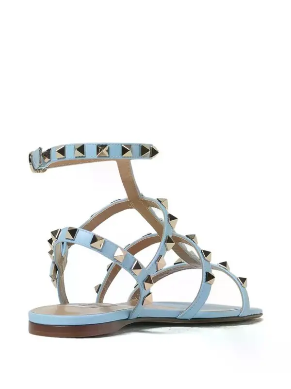Valentino Garavani Rockstud Flat Calfskin Sandals - Blue