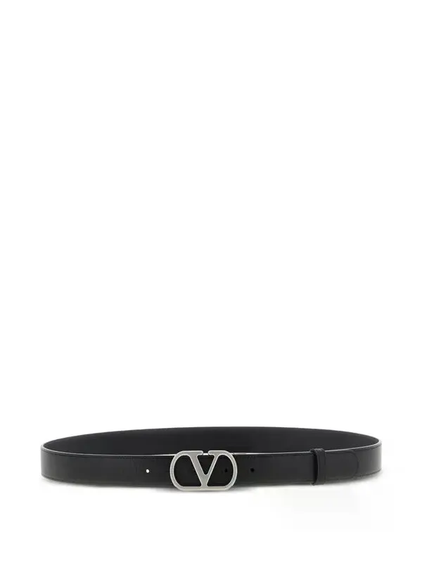 Valentino Garavani Vlogo Signature Leather Belt - Black